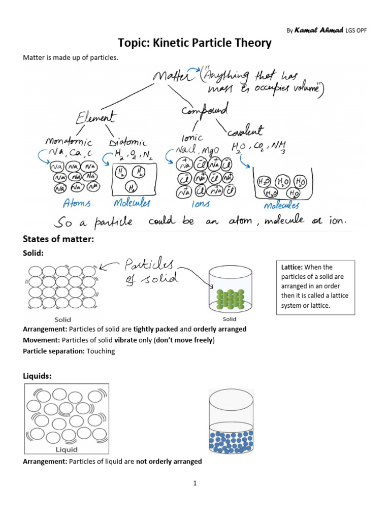 Kinetic Particle Theory OL Notes | PDF | Gases | Liquids