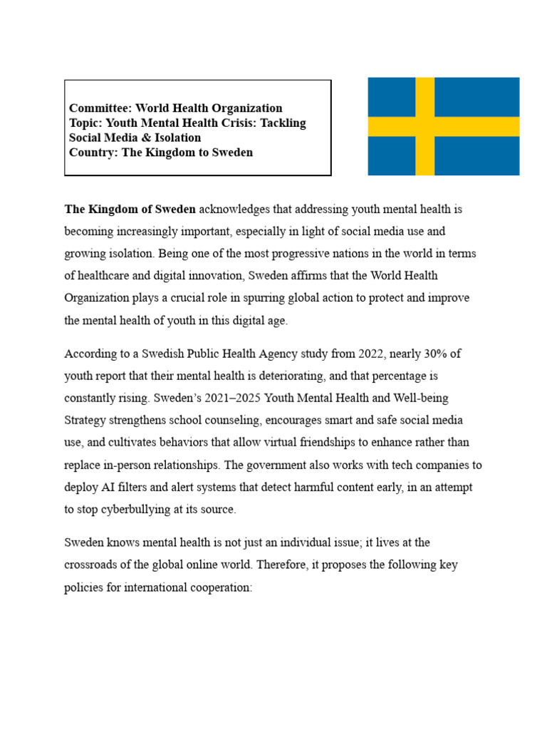 Position Paper Sweden | PDF | Mental Health | World Health Organization