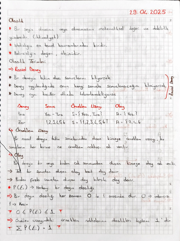 İstatistik 2025 Bahar Final Ders Notu | PDF