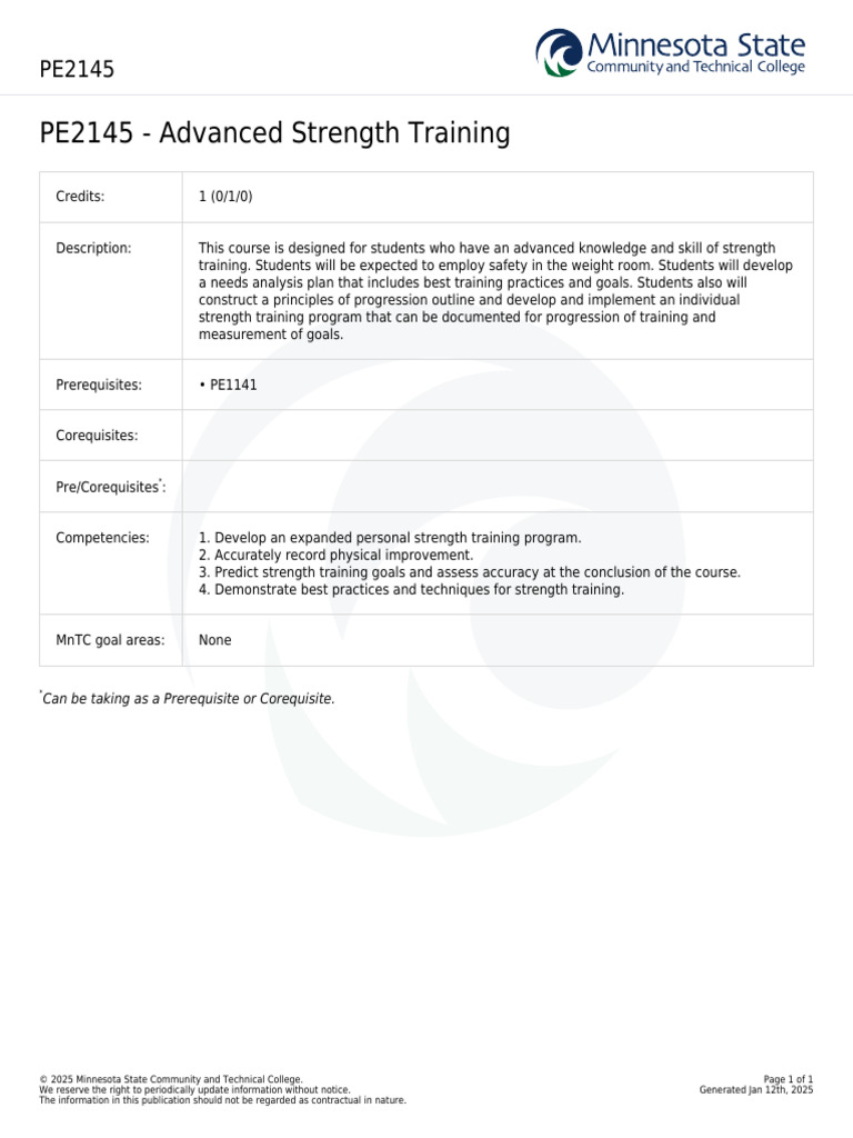 PE2145+ +Advanced+Strength+Training | PDF