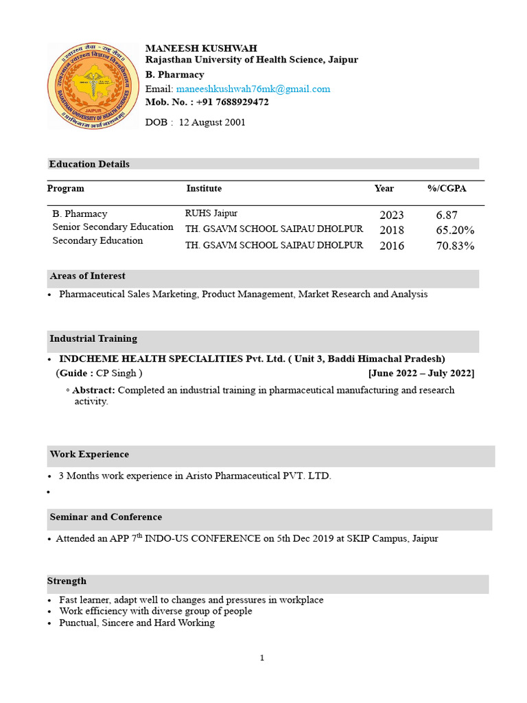 Maneesh CV | PDF