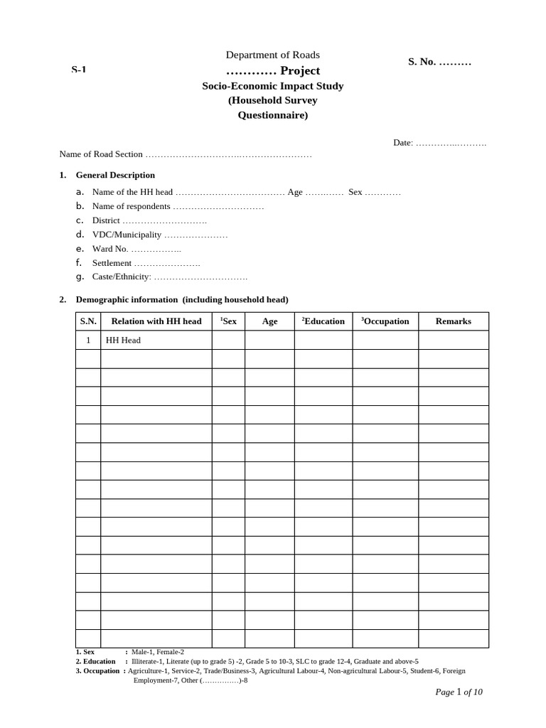 Socio-Economic Impact Study Questionnaire | PDF | Vegetables | Agriculture