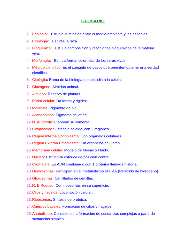 Vocabulario - Ecologia | PDF | Metabolismo | Biología Celular)