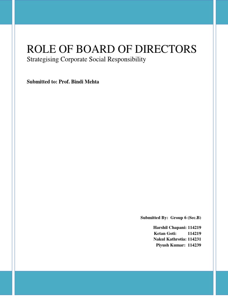 Role of Bod Final Report | PDF | Enterprise Risk Management | Board Of ...