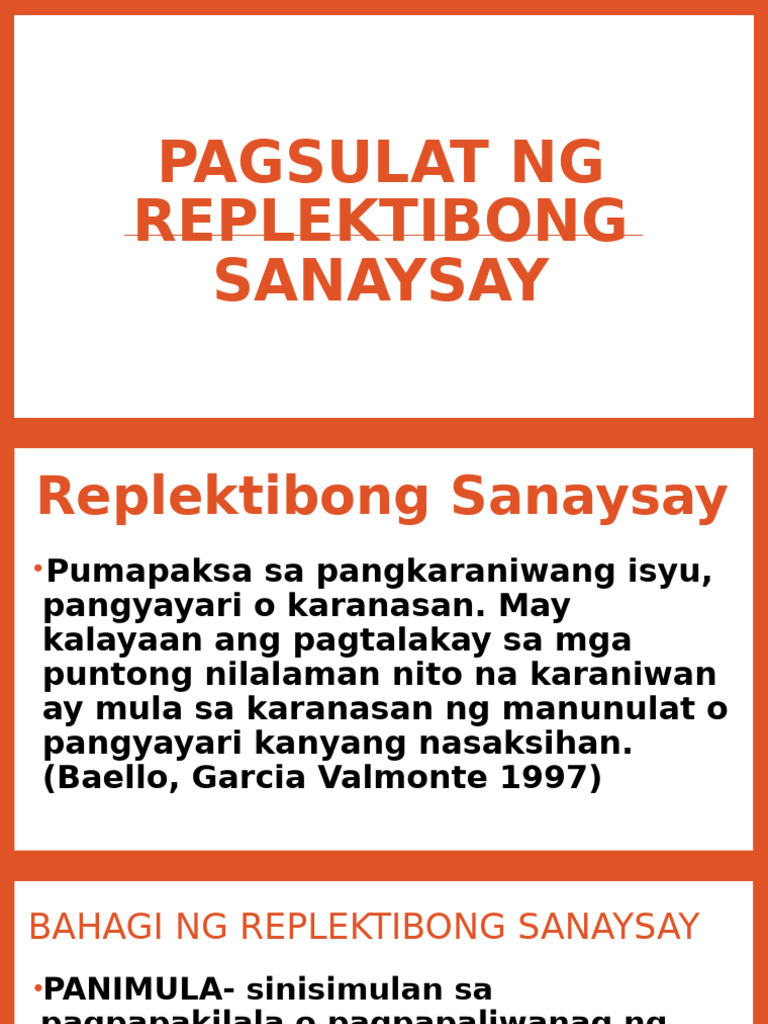 Pagsulat NG Replektibong Sanaysay | PDF