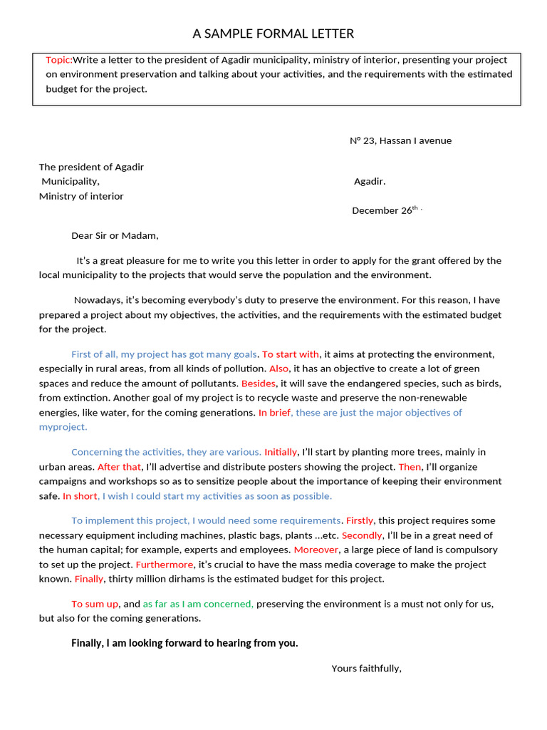 A Sample Formal Letter | PDF | Natural Environment | Nature