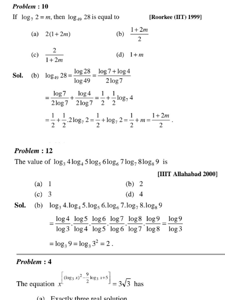 Jee 11 Maths Logarithms | PDF | Mathematics | Mathematical Objects