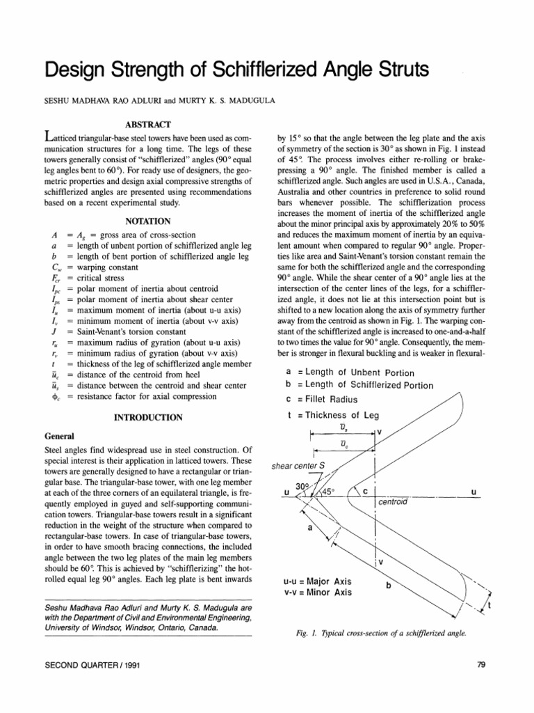 Design Strength of Schifflerized Angle Struts | PDF | Buckling | Strength Of Materials