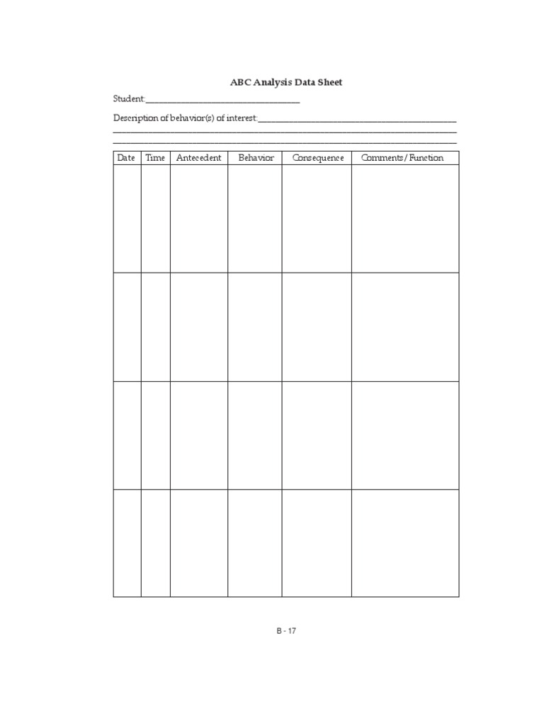 ABC Analysis Data Sheet Template | PDF