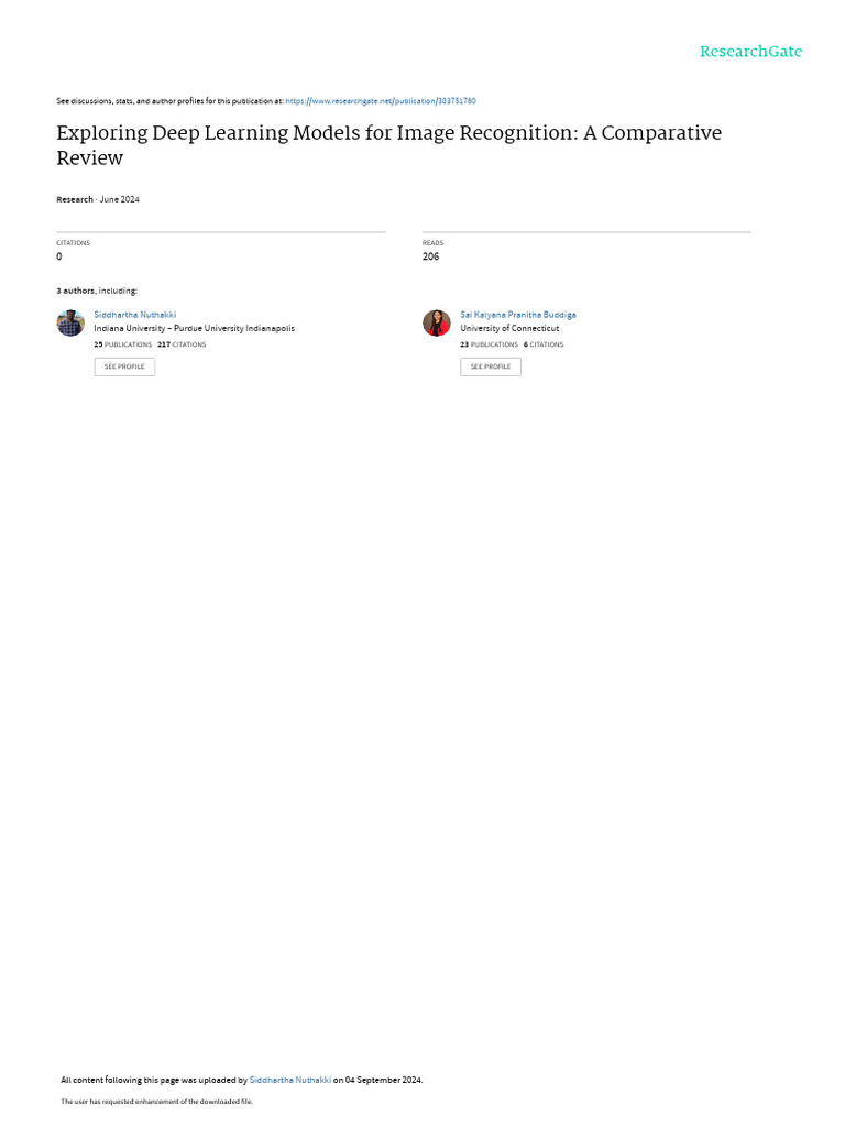 Exploring Deep Learning Models For Image Recognition: A Comparative ...