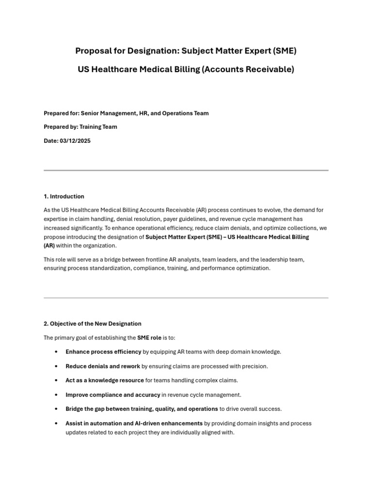 Proposal For SME - Subject Matter Expert | PDF | Business