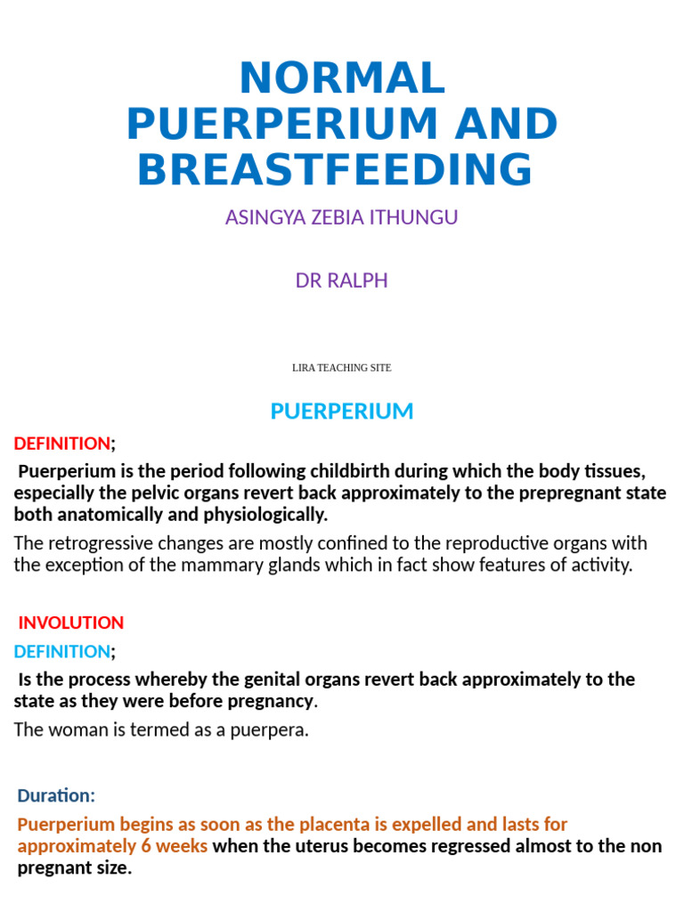 Normal Puerpérium and Breastfeeding | PDF | Breastfeeding | Breast Milk