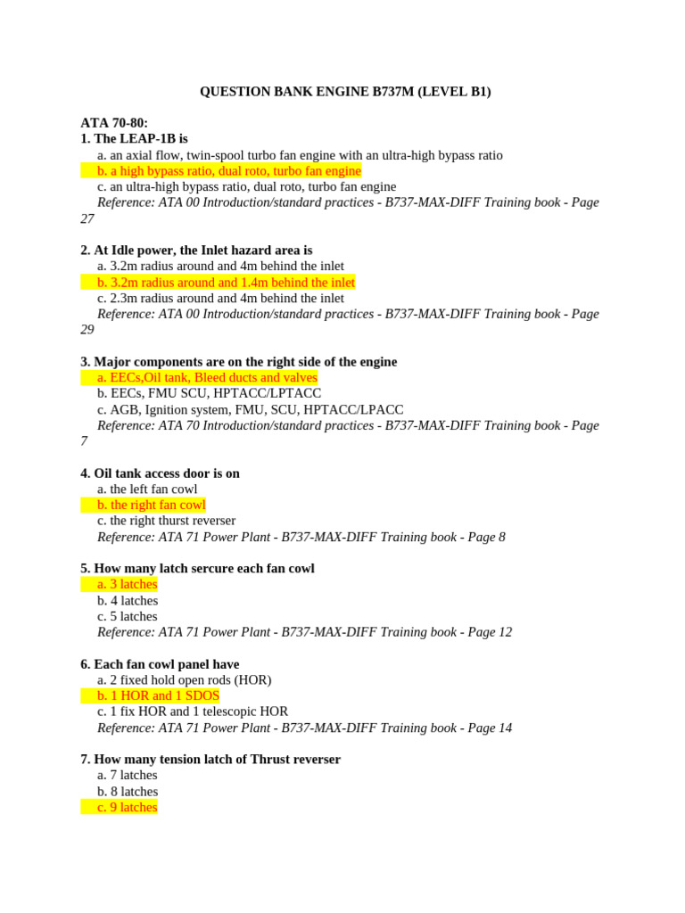 B737M LEAP-1B Engine Question Bank | PDF | Engines | Mechanical Engineering