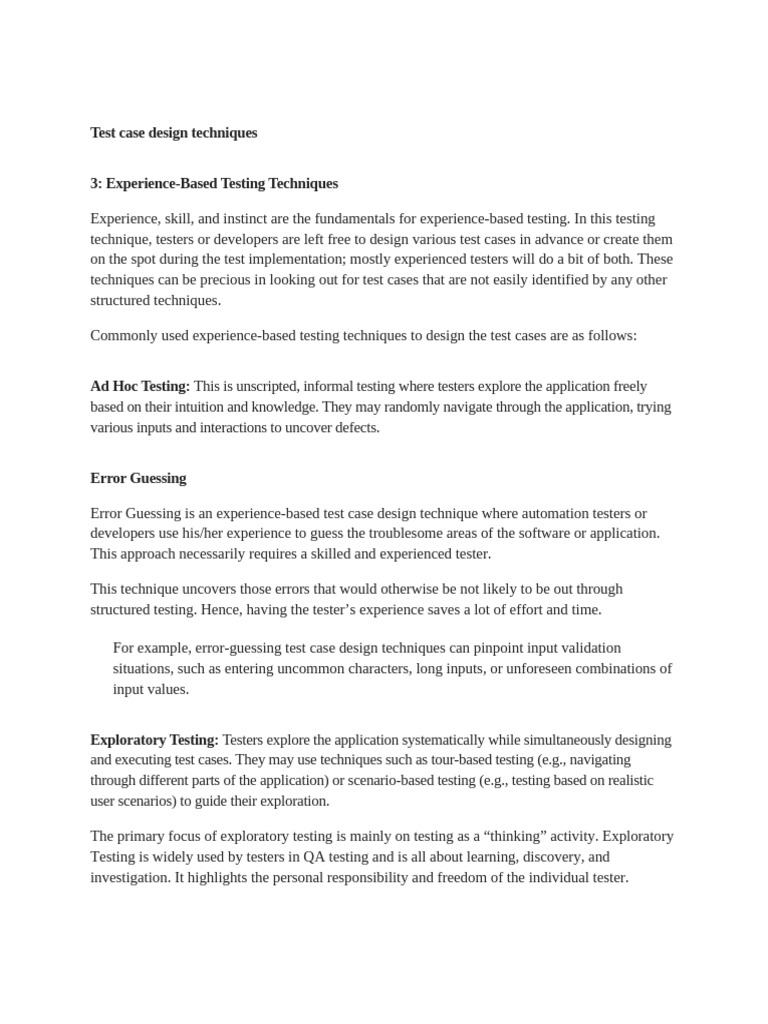 Test Case Design Techniques | PDF | Software Testing | Computing