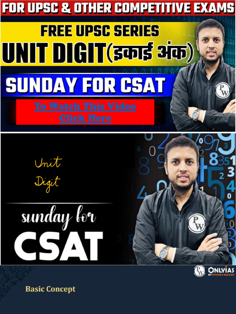 UPSC CSAT - All About Unit Digit - Rishav Sir | PDF