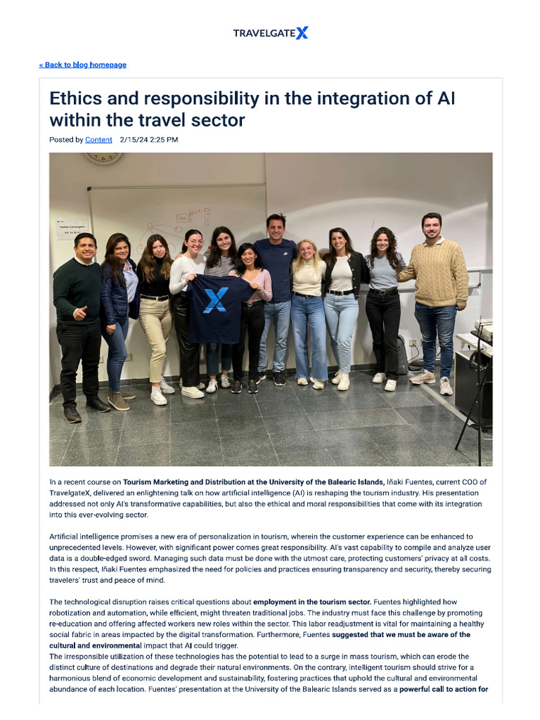 Ethics and Responsibility in The Integration of AI Within The Travel ...