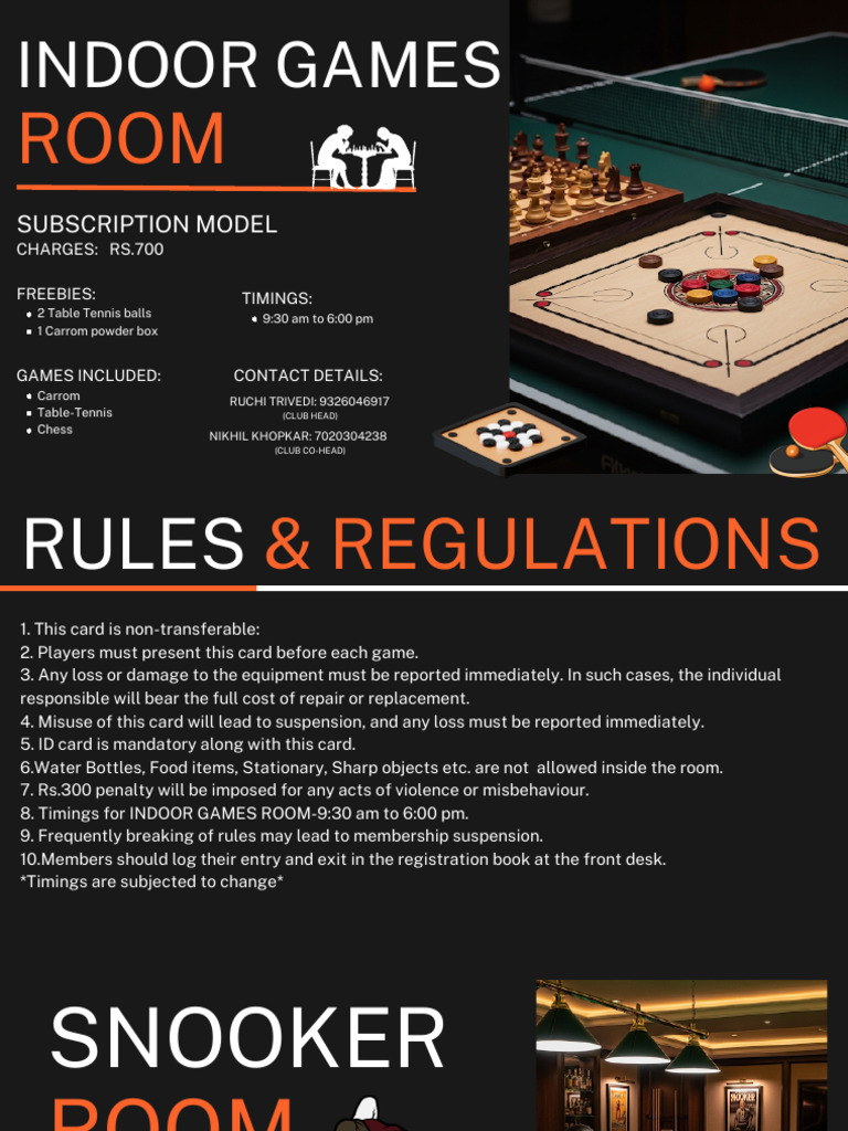 Games & Snooker Room Brochure | PDF | Chess Openings | Chess Theory