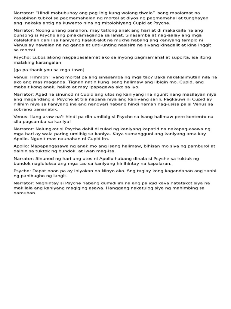 Cupid at Psyche g10 Script | PDF