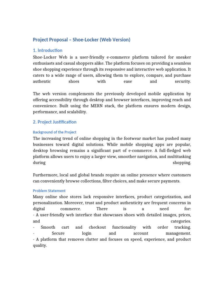 Shoe Locker Web Proposal | PDF | Online Shopping | Computing