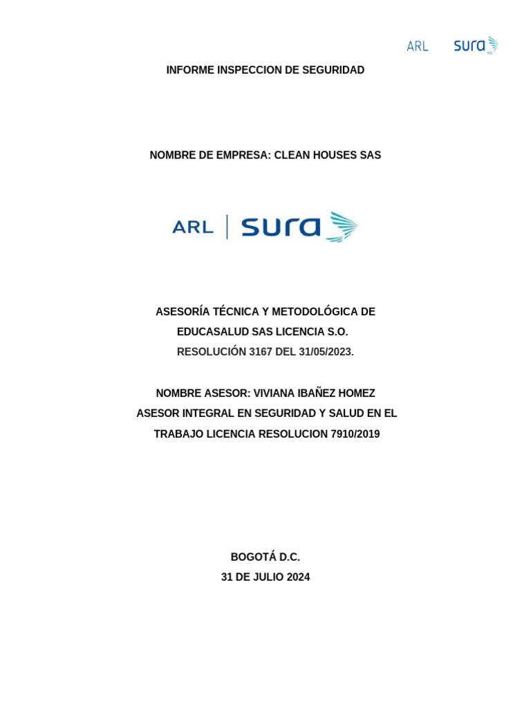 Informe Inspeccion de Seguridad Pymes | PDF | Seguridad y salud ocupacional | La seguridad