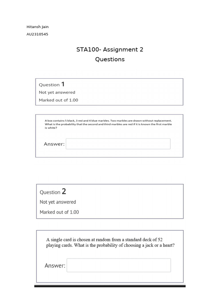 Sta100 Assignment 2 Pdf