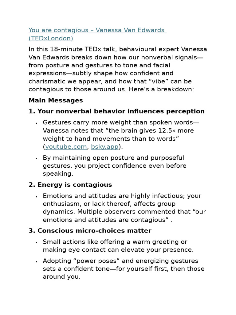 You Are Contagious: Nonverbal Influence | PDF