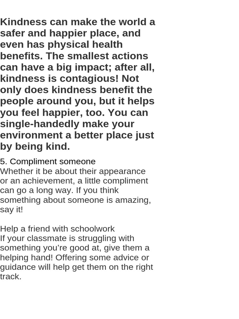 Kindness Can Make The World A Safer and Happier Place | PDF
