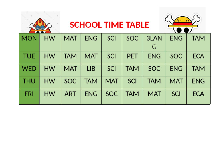 Time Table | PDF