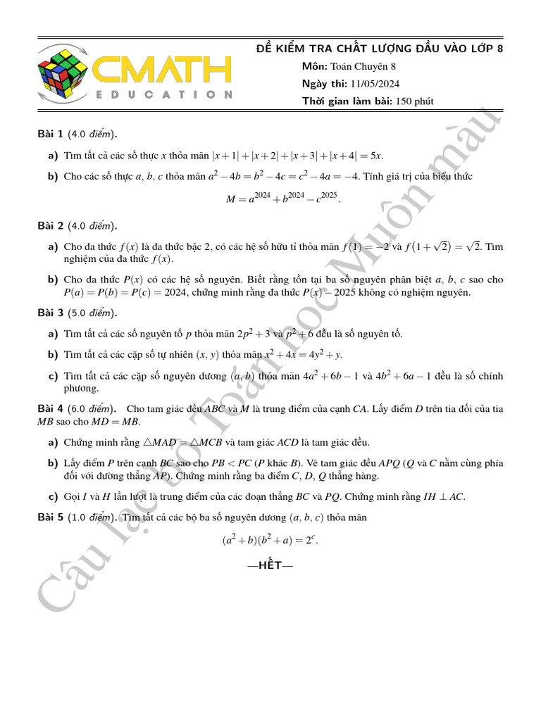 (Cmath Test) 8 Chuyên | PDF