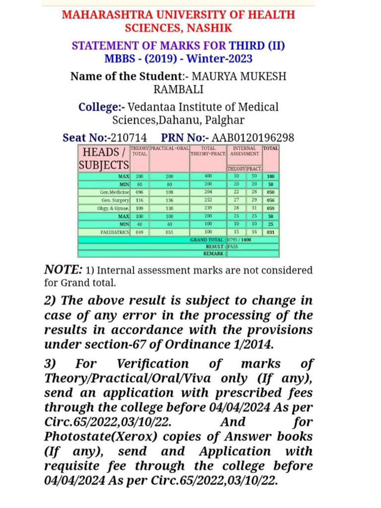 Mukesh Final Year Result-Compressed | PDF
