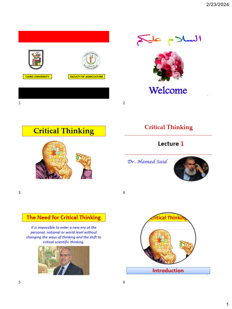 L1 Intro (170224) Handouts | PDF | Critical Thinking | Argument