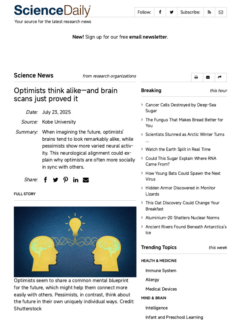 Optimists Think Alike—and Brain Scans Just Proved It _ ScienceDa | PDF ...