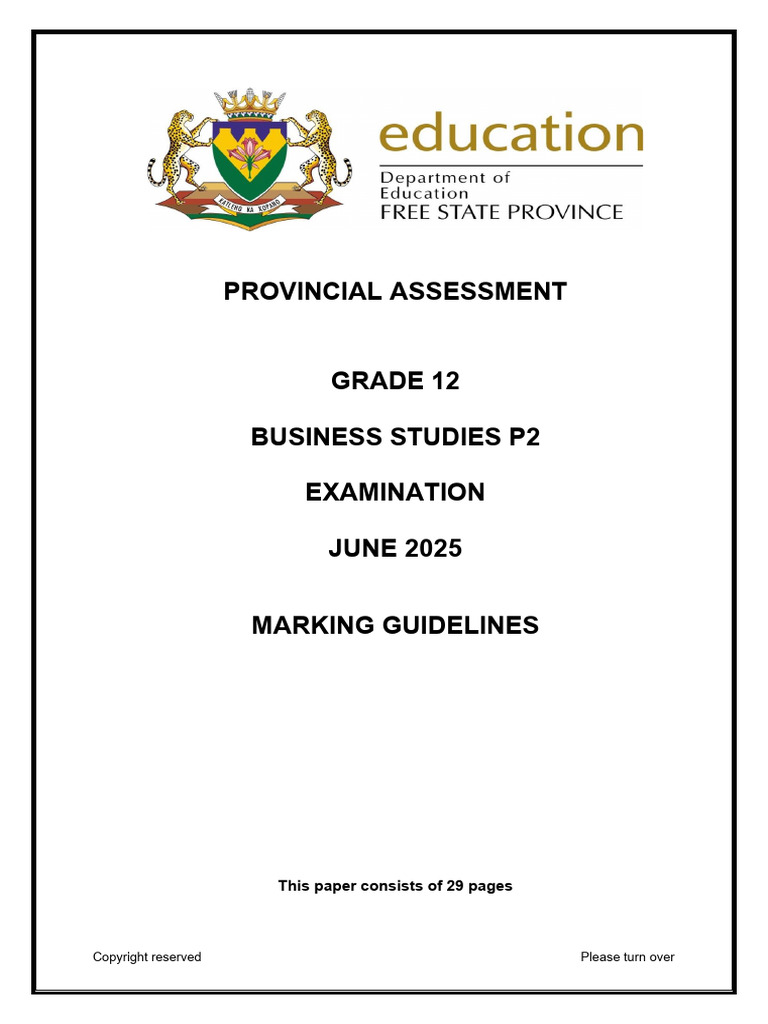 Grade 12 Business Studies Exam Guidelines | PDF | Insurance | Leadership