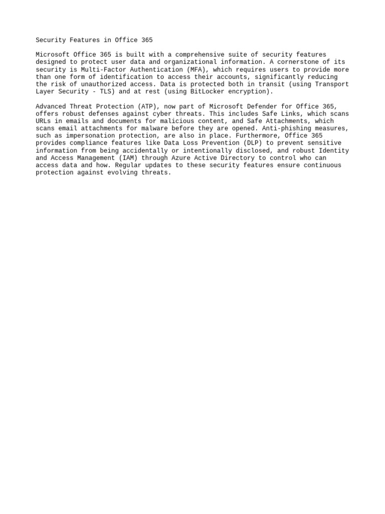 Office 365 Security Features Overview | PDF