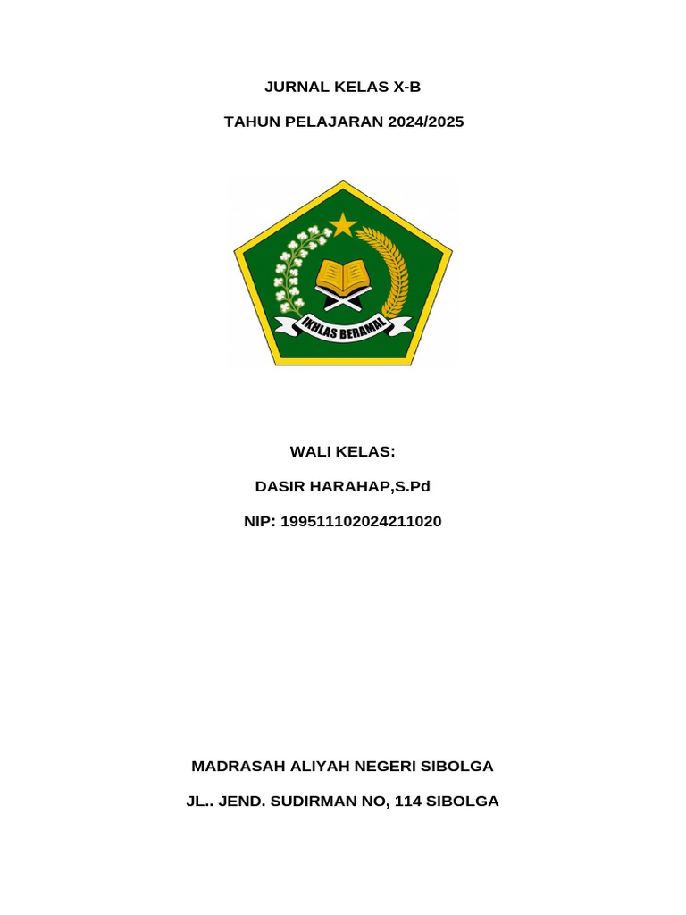Cover Jurnal Kelas X | PDF