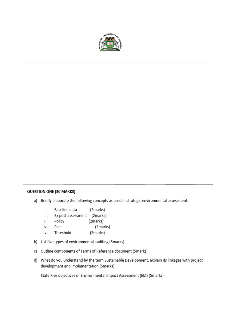 AES 5101 Environmental Impact Assessment and Audit P2 | PDF ...
