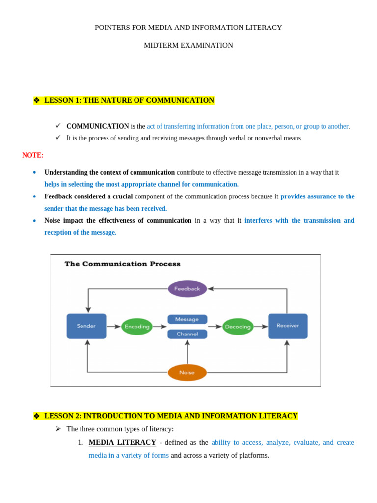 Pointers For Media And Information Literacy Pdf Communication