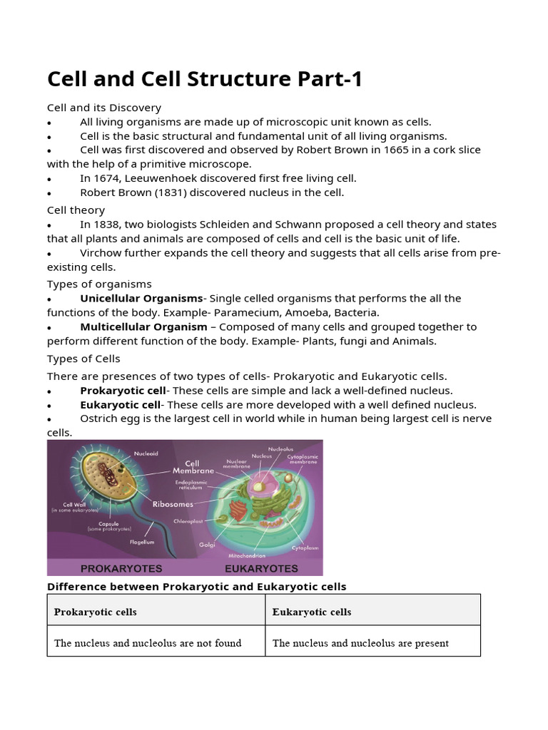 Cell and Cell Structure Part 1,2&3 | PDF | Cell (Biology) | Endoplasmic ...