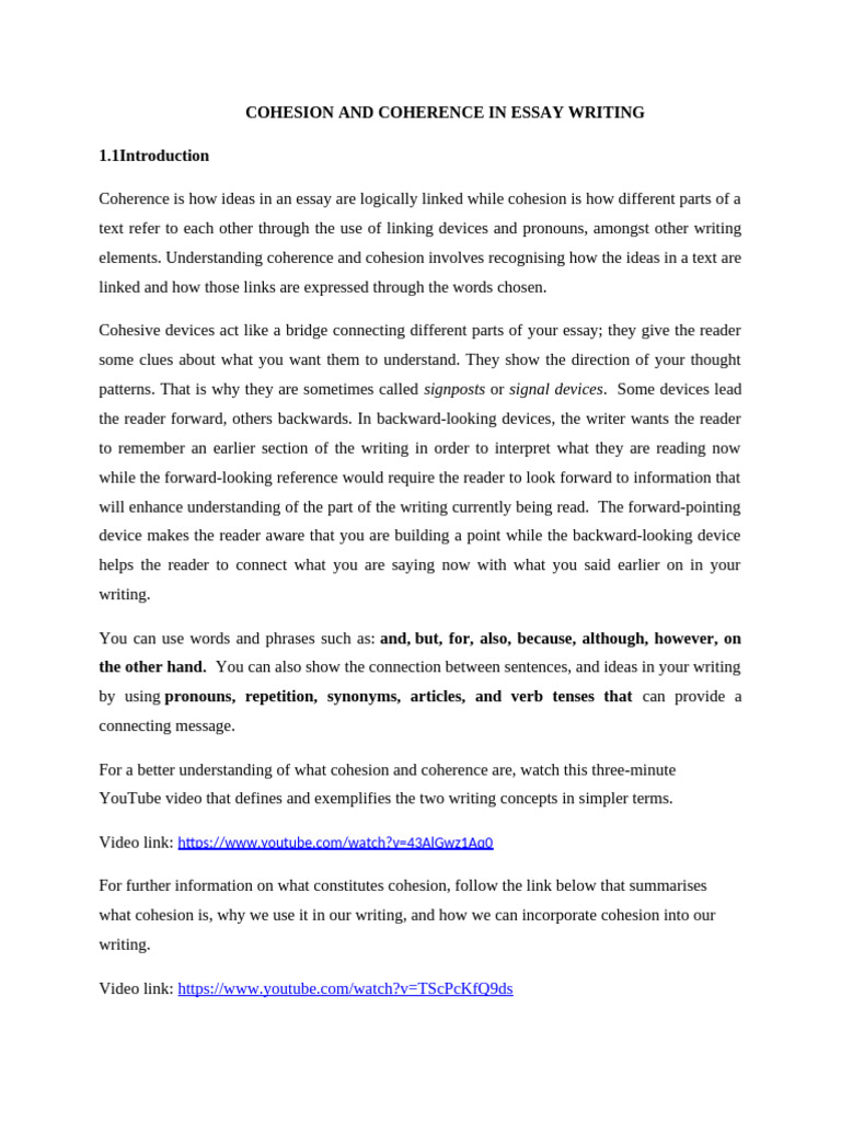 Enhancing Essay Cohesion and Coherence | PDF | Essays | Paragraph