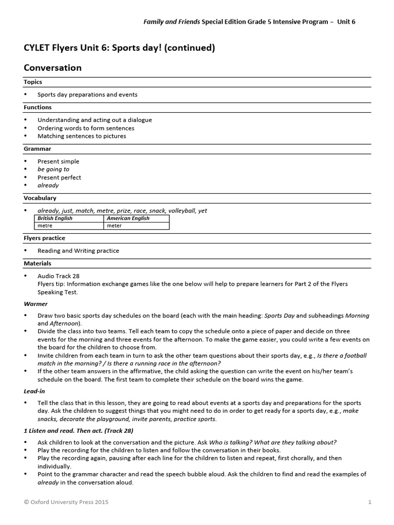Grade 5 Sports Day Program Unit 6 | PDF | Adverb | Pronoun