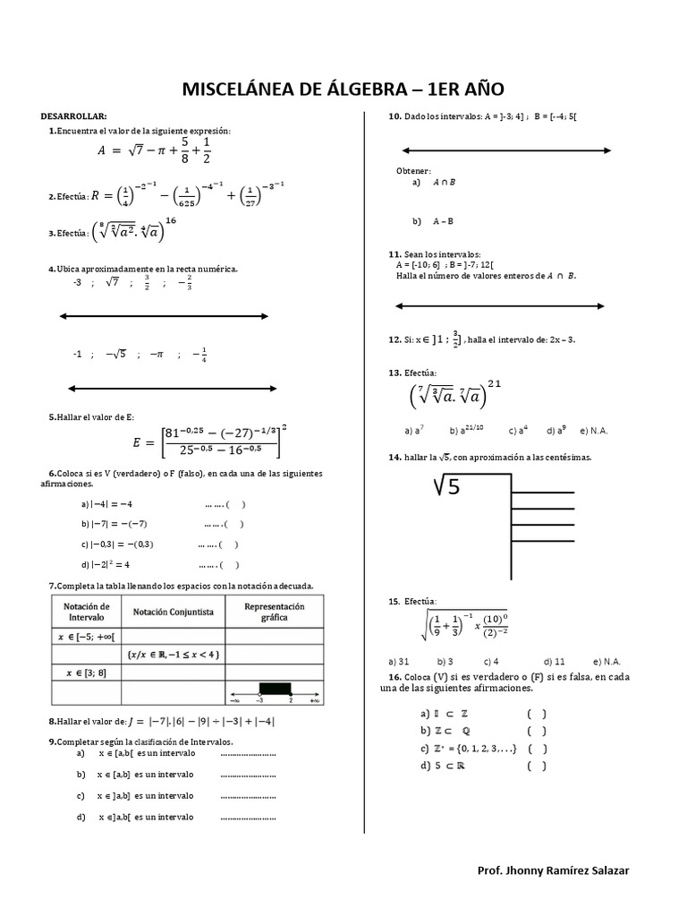 Miscelánea de Álgebra II Bimestre | PDF | Matemáticas | Números