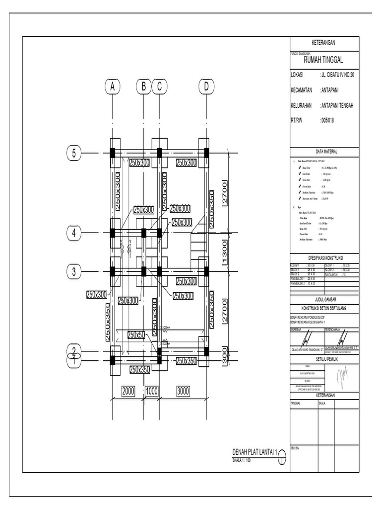 Denah Rencana Plat Lantai Rumah Tinggal | PDF