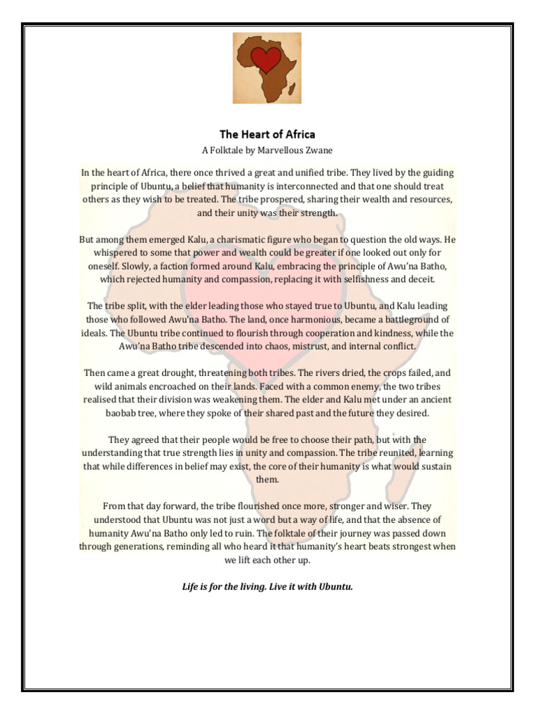 Grade 8 The Heart of Africa Folktale Analysis | PDF