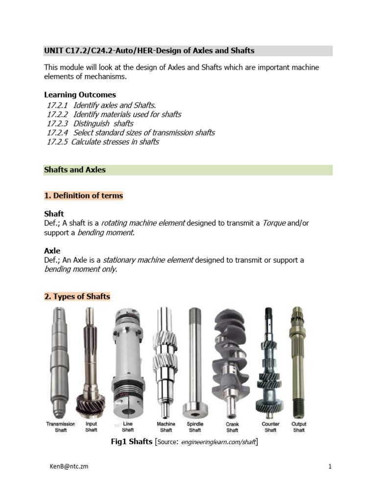 Designing Axles and Shafts - KNB | PDF | Axle | Bending