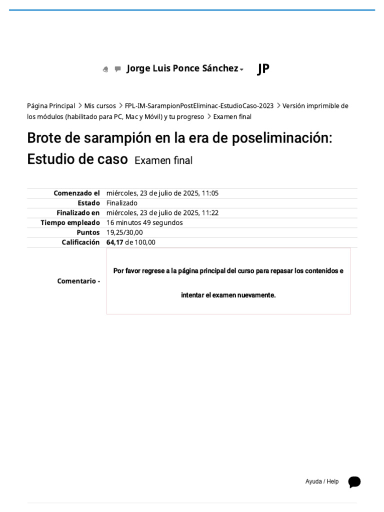 Examen Final - Revisión Del Intento - Try2 | PDF | Sarampión | Inmunoglobulina G