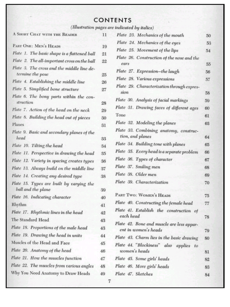 Andew Loomis Book Contents | PDF