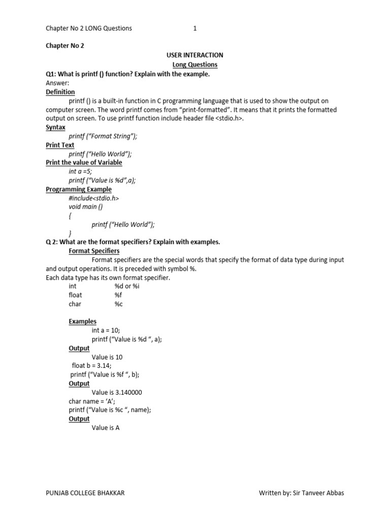C Programming: Chapter 2 Overview | PDF | Division (Mathematics) | Integer (Computer Science)