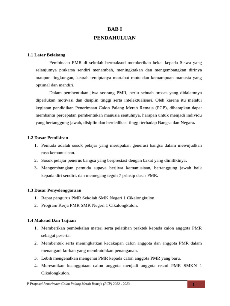 Proposal PCP PMR SMK Cikalongkulon 2022 | PDF