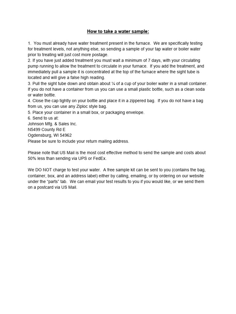 How To Take A Water Sample | PDF