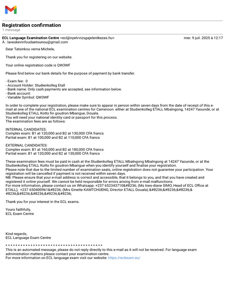 Gmail - Registration Confirmation | PDF